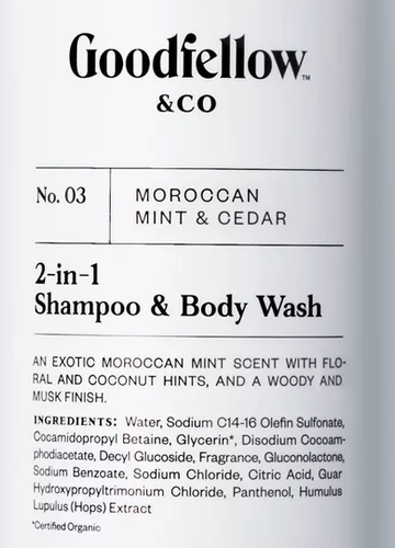 Goodfellow Co. No. 03 Moroccan Mint & Cedar 2-in-1 Shampoo & Body Wash ...