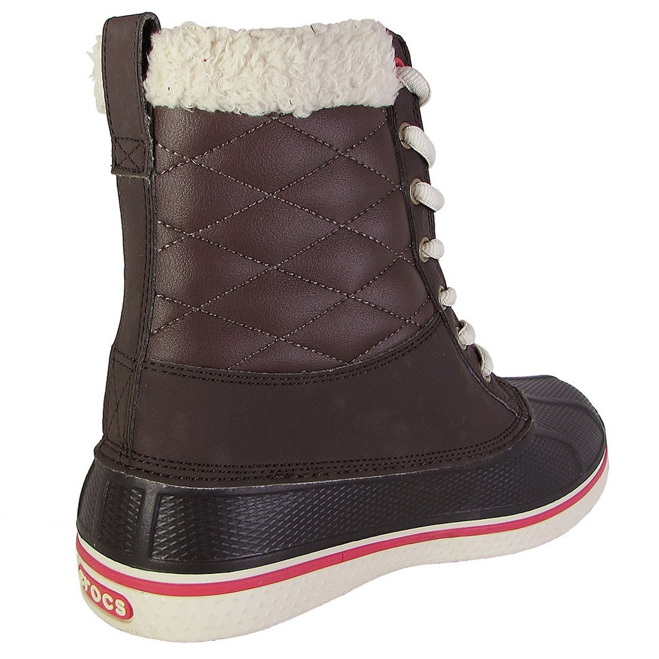 Crocs Womens AllCast Waterproof Duck Boot Shoes, Espresso/Red, US 5 | eBay