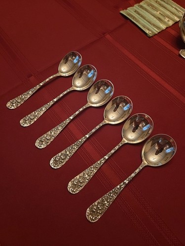 Kirk Stieff Sterling Silver Soup Spoons Rose Pattern Set Of 6 | eBay