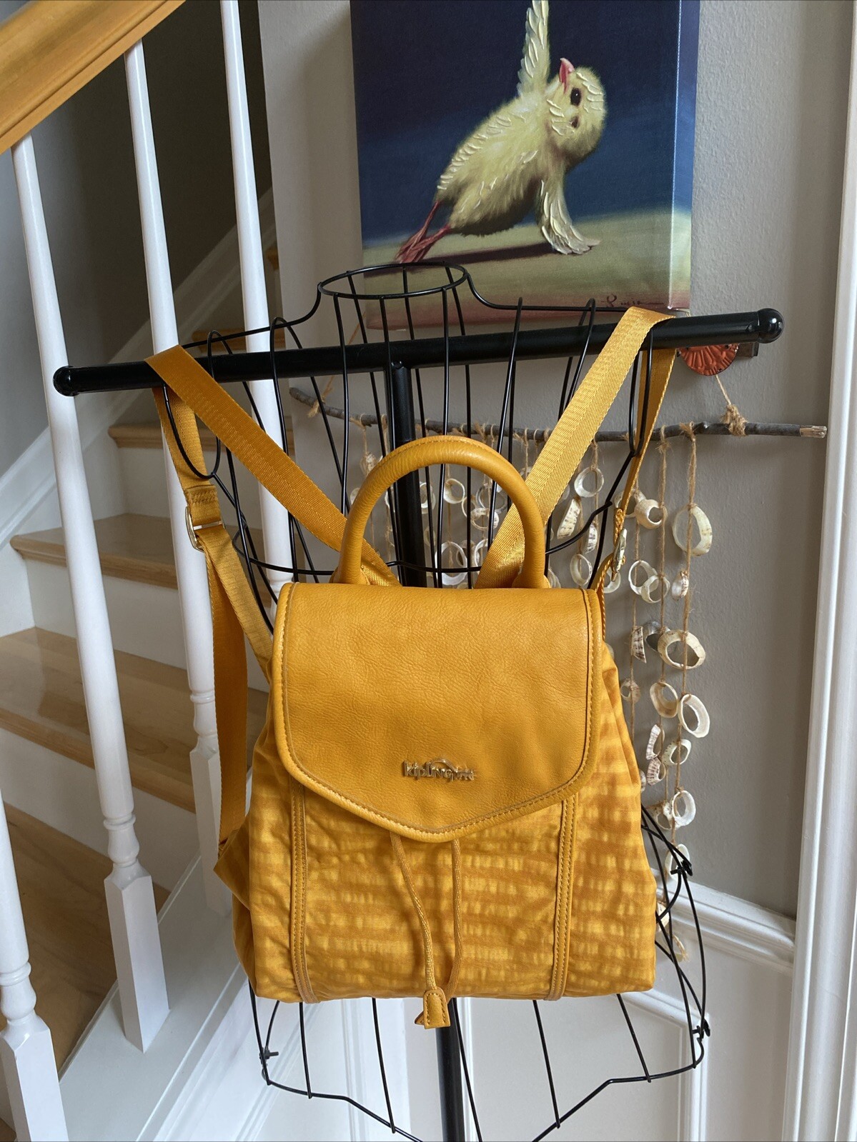 KIPLING CITY PACK BACKPACK YELLOW GOLD STRIPE VEGAN L… - Gem