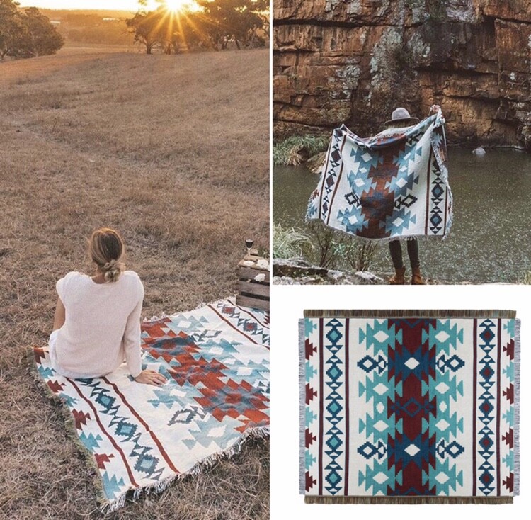 S-XLarge Indian Tribal Navajo Sofa Throw Blanket Aztec Cotton Picnic ...