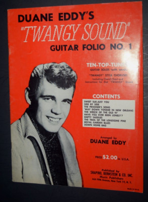 SHEET MUSIC BOOKLET, DUANE EDDY'S "TWANGY SOUND - FOLIO #1," Pre-Own (c ...