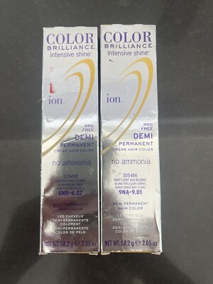 ION COLOR BRILLIANCE INTENSIVE SHINE DEMI PERMANENT HAIR COLOR 2 PACKS ...