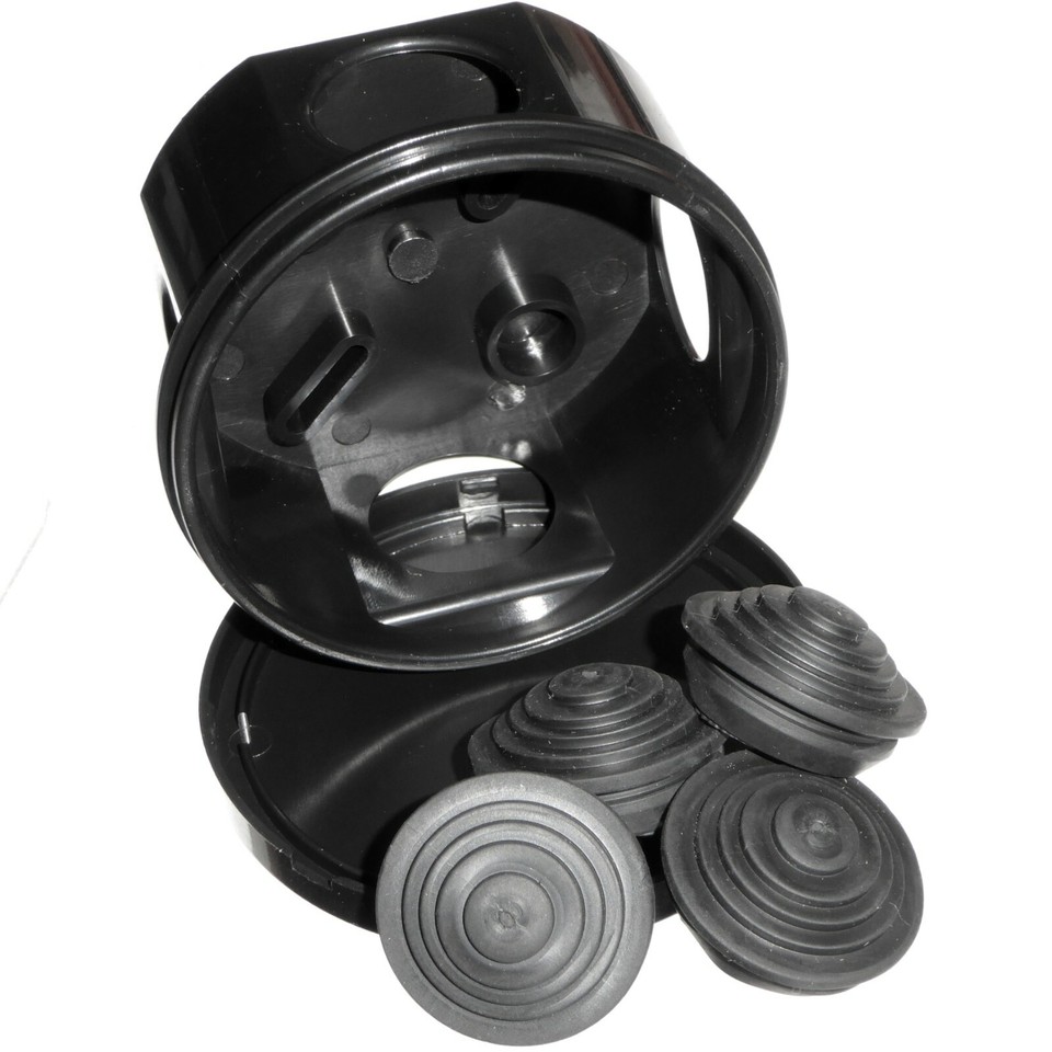 10 x Small 65mm Round Junction Box Black IP44 Ideal for Garden Lights ...