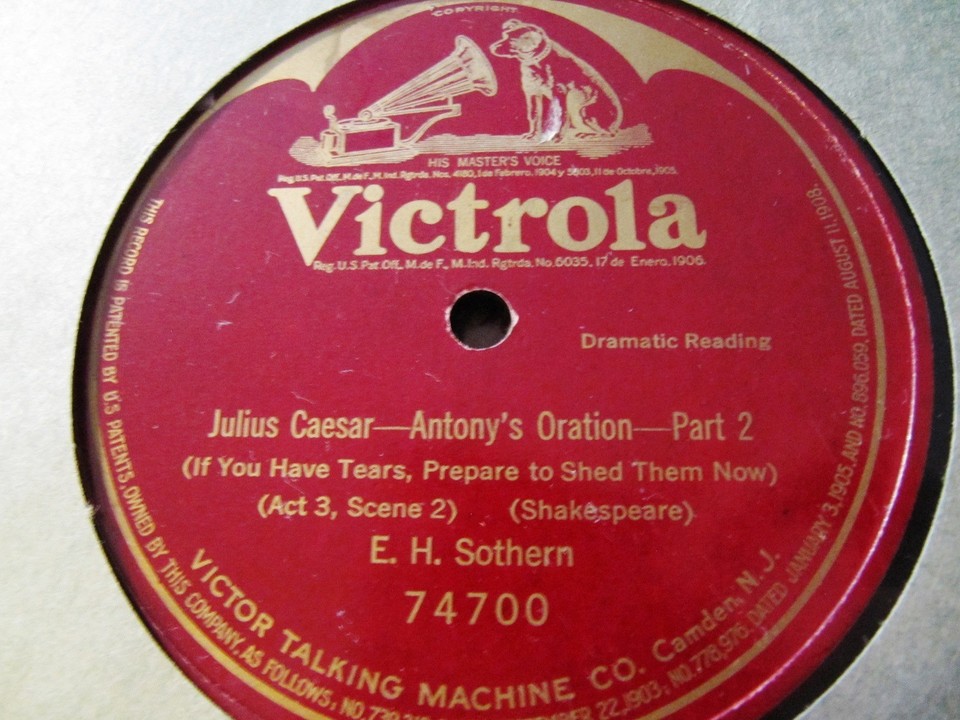 1920 E. H. SOTHERN Actor SHAKESPEARE Julius Caesar Anthony's Oration ...