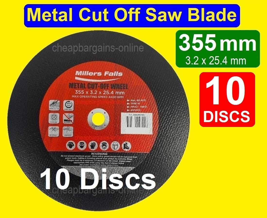 10 x 355mm CUTTING DISCS 14" CUT OFF SAW BLADES METAL DROP SAW BLADE ...