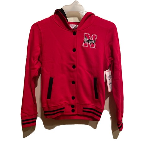 nebraska cornhuskers letterman jacket embroidery snap front hoodie | eBay