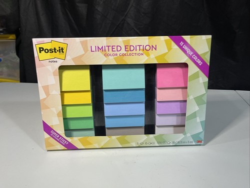 Genuine Post It Notes Limited Edition Super Sticky 15 Colors Pads 3x3 ...