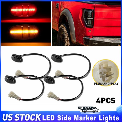 Smoke LED Side Fender Marker Light Dually Bed For 2017-21 Ford F150 SVT ...
