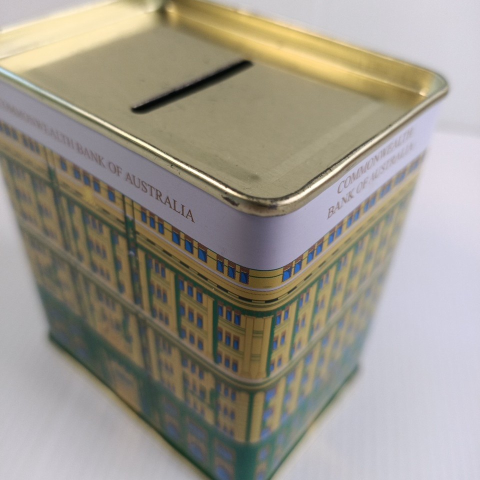 Vintage Commonwealth Bank Of Australia Tin Metal Money Box Piggy Bank ...