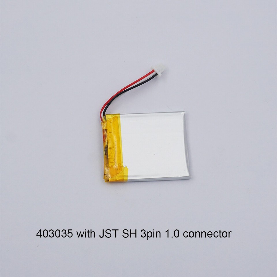 2pcs 3.7V 400mAh 1.48Wh Rechargeable Polymer Li Battery 403035 JST SH 1 ...