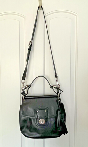COACH WILLIS Legacy BLACK LEATHER 22382 Convertible Crossbody Satchel ...