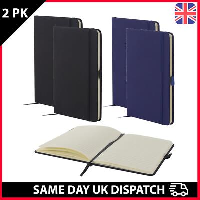 2x A5 Hardback Lined Notebook Ruled Notepad Notes Diary Journal Premium ...
