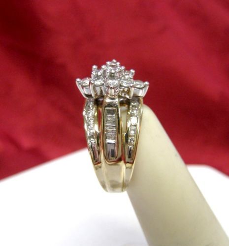 JWBR 10K YELLOW GOLD DAZZLING DIAMOND CLUSTER WATERFALL COCKTAIL RING ...