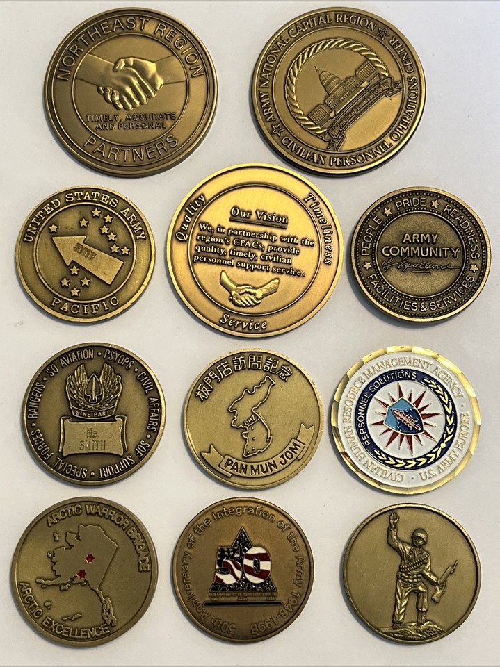United States Military 11 Tokens/Medals- Army, Navy, Air Force, Coast ...