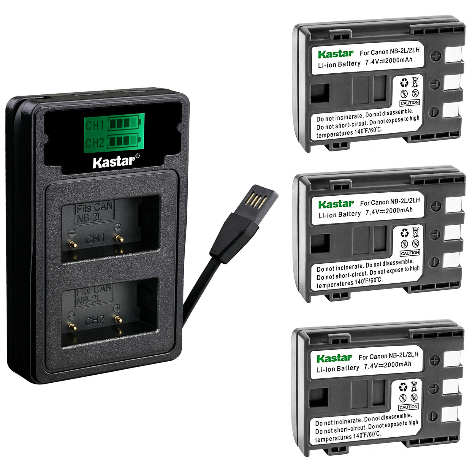 Kastar Battery LZD2 Charger for Canon NB-2L CB-2LW & Canon EOS Digital ...