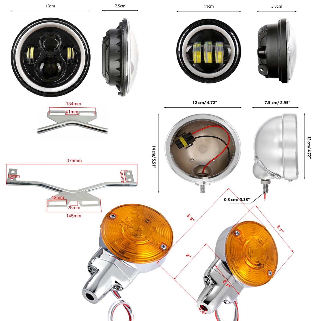 7" LED Headlight + 4.5" Passing Lights Bar For Yamaha Road Star ...