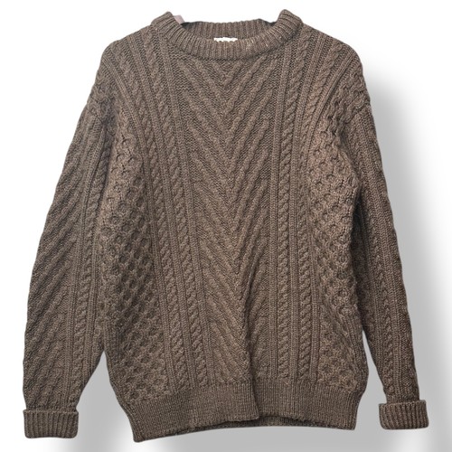 Bonner of Ireland Men Wool Fisherman Sweater Brown Cable Knit M Old ...