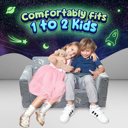Toddler Couch Bed - Kids Sofa Couch Fold Out, 2-Seater Plush ...