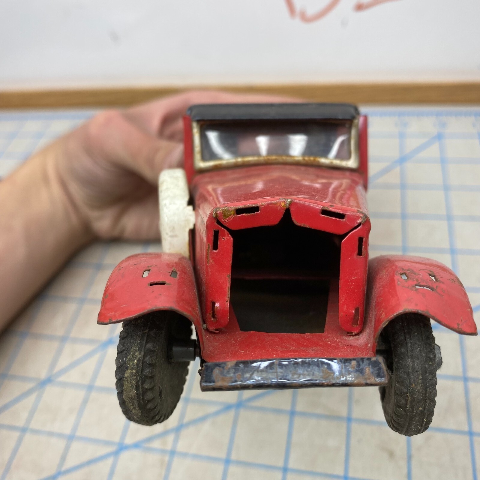 Unknown Vintage Pressed Steel Car Sedan Red Tin Litho - Marx Nylint ...