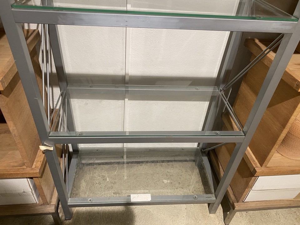 John Lewis four-tier frosted glass shelving unit | eBay UK