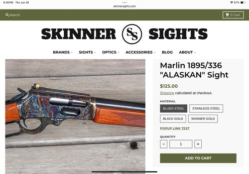 Skinner Alaskan Peep Sight - Rear Sight for Marlin 336 or Henry H0009 ...