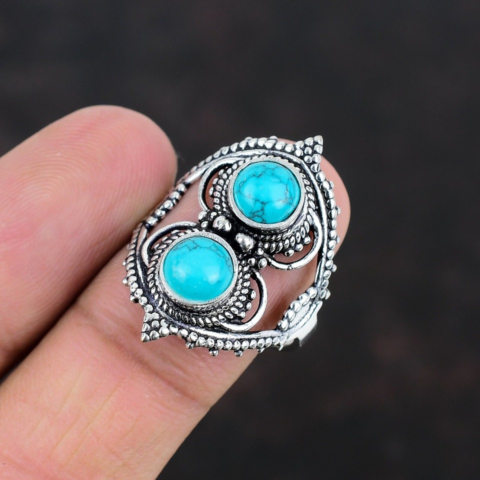 Santa Rosa Turquoise 925 Silver Gemstone Handmade Ring Jewelry Size 7 ...