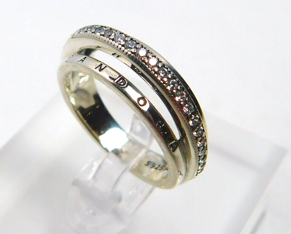 Authentic Pandora Ring, Triple Band Pave, #199040C01 | eBay