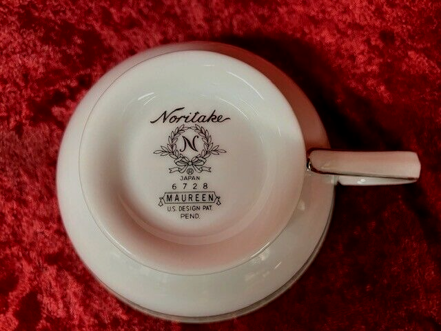 VINTAGE NORITAKE "MAUREEN" TEA/COFFEE CUP WHITE/SAGE/PLATINUM VERY GOOD ...