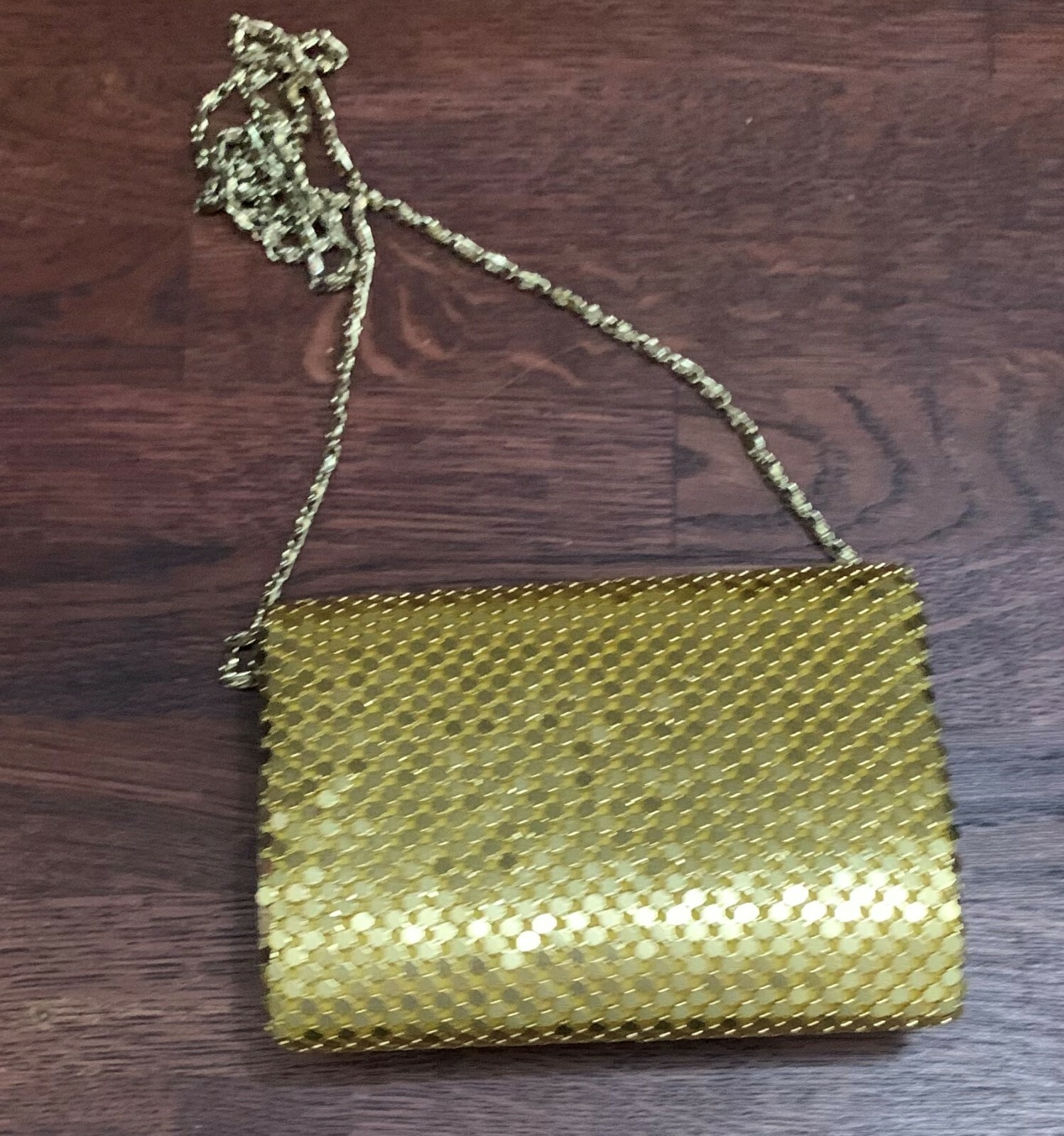 Gold Mesh Metal Metallic Chain Link Evening Shoulder Hand Bag envelope ...