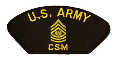 U S ARMY CSM with RANK INSIGNIA PATCH - Yellow Green on Black - Veteran ...