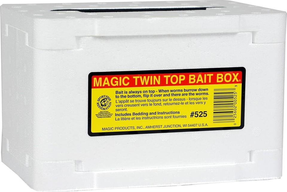 Fishing Worm Bait Boxes, Lot of 6 boxes w/worm bedding Dual Top Magic ...