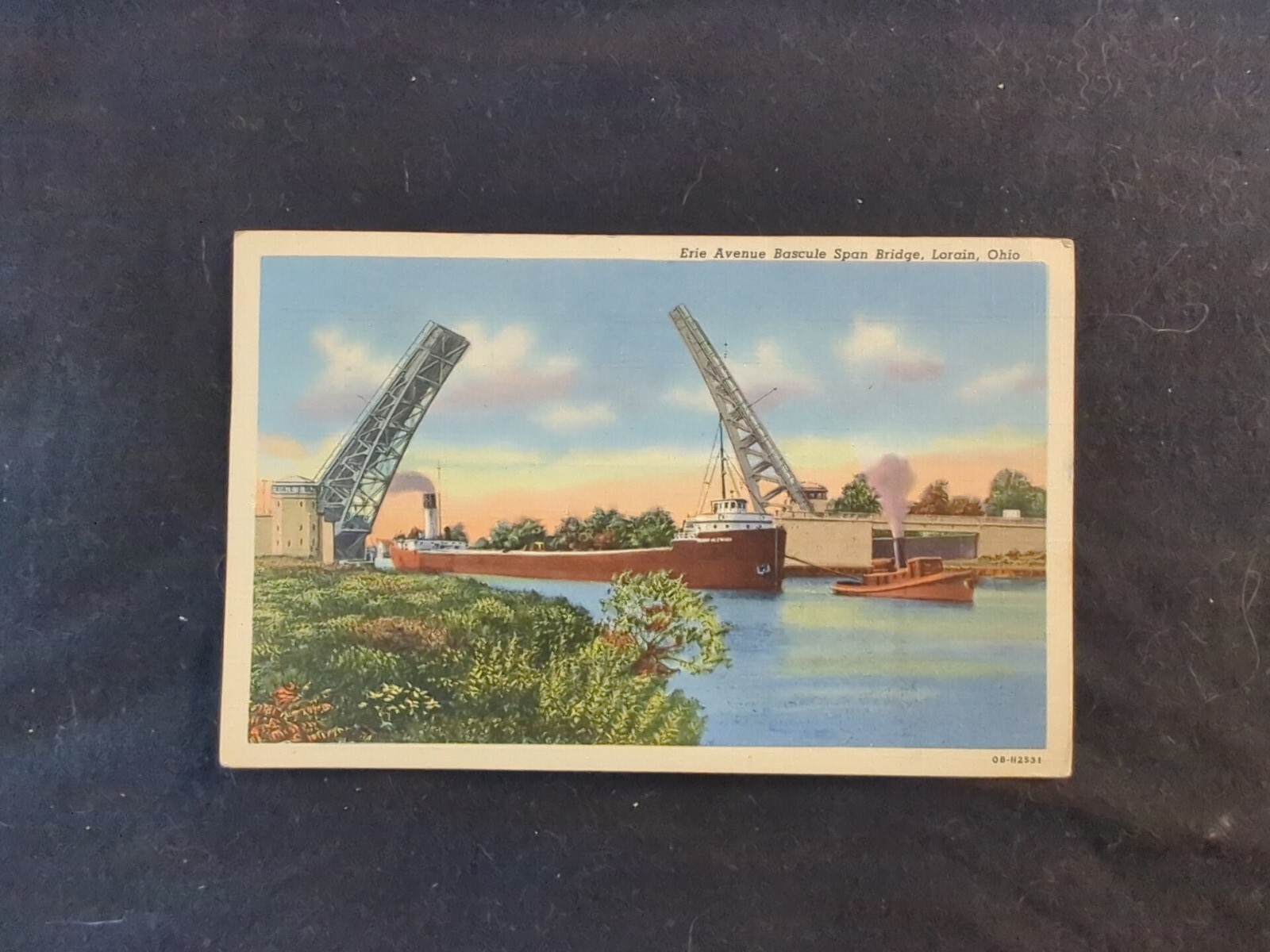 Vintage Postcard Erie Avenue Bascule Span Bridge Steamer Bridge Lorain ...