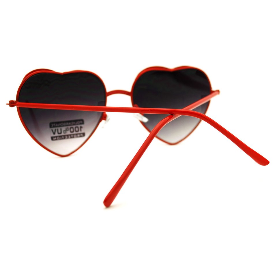 Womens Valentine Heart Shape Metal Frame Sunglasses with Love Signature ...