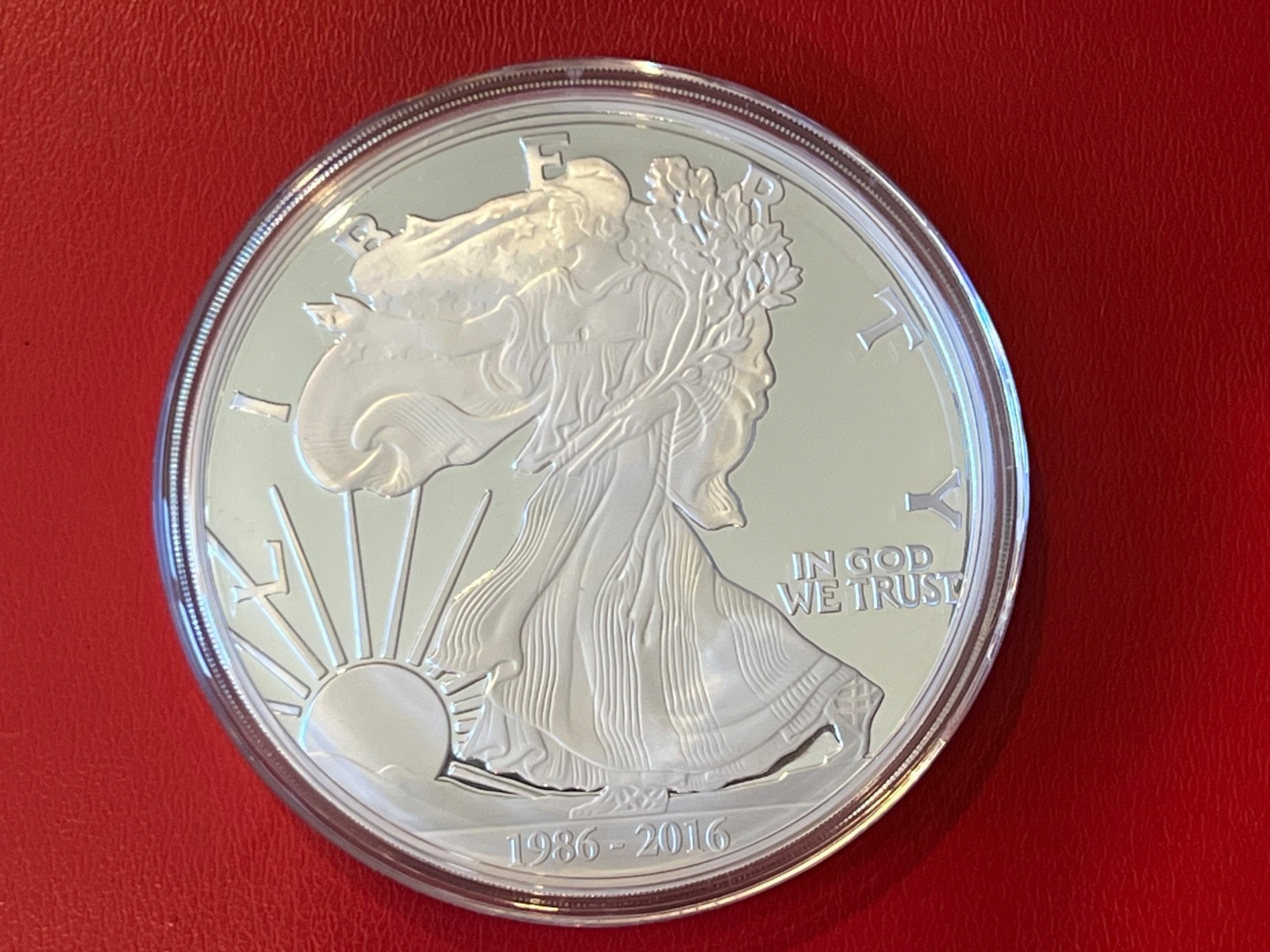 1986-2016 4-OZ .9999 Silver Walking Liberty Quarter Pound Silver Round ...