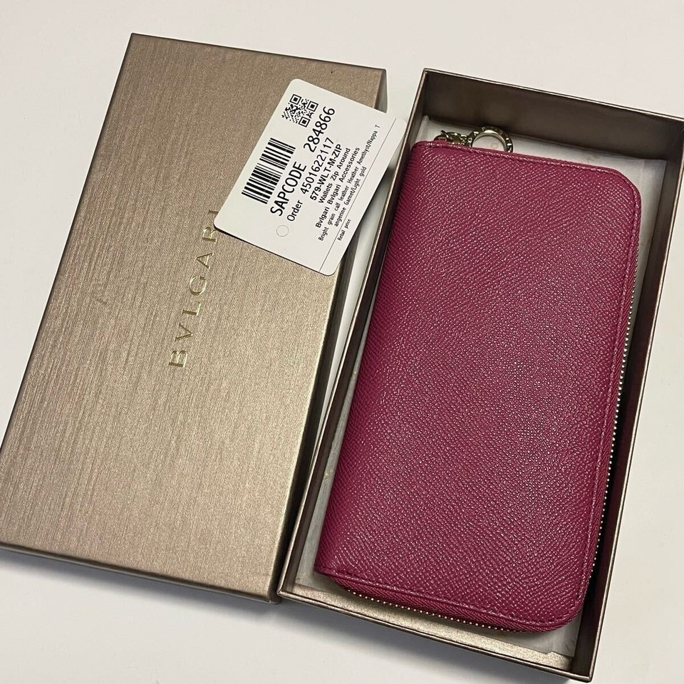 Excellent Condition BVLGARI Round Zipper Long Wallet 284866 Leather ...