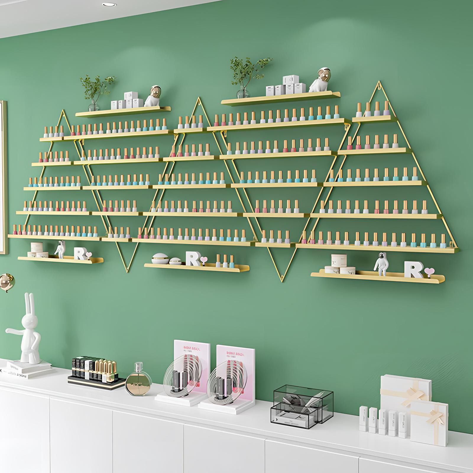 5PCS/Set Wall-Mounted 5-Tier Triangular Metal Cosmetic Display Storage ...