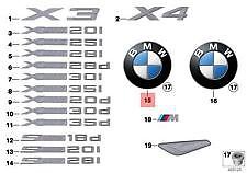 New BMW F25 SUV Trunk Lid BMW Emblem Badge Chrome 7364375 51147364375 ...