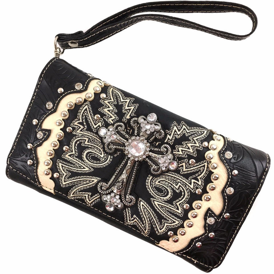Justin West Classic Floral Geometric Embroidery Cross Conceal Carry ...