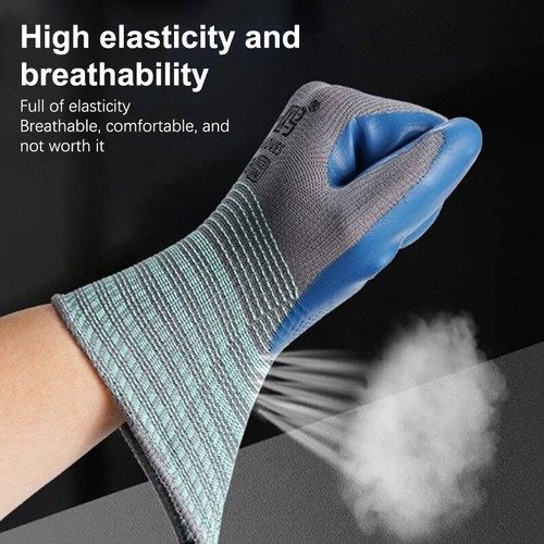 1Pair Latex Embossed Labor Protect Glove Elastic Construction Household ...