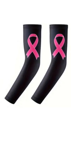 Pair of Breast Cancer Awareness Sleeves Pink Ribbon Black Arm Sleeve ...