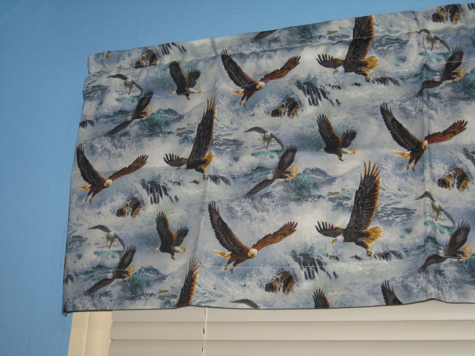 100% Cotton Handmade AMERICAN Eagles Window Valance | eBay