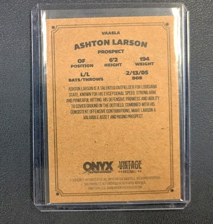2024 Onyx Vintage Baseball - Auto - Autograph - Ashton Larson | eBay