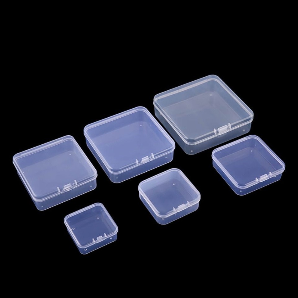 1/10x Small Square Box Clear Plastic Jewelry Storage Boxes Beads Case ...