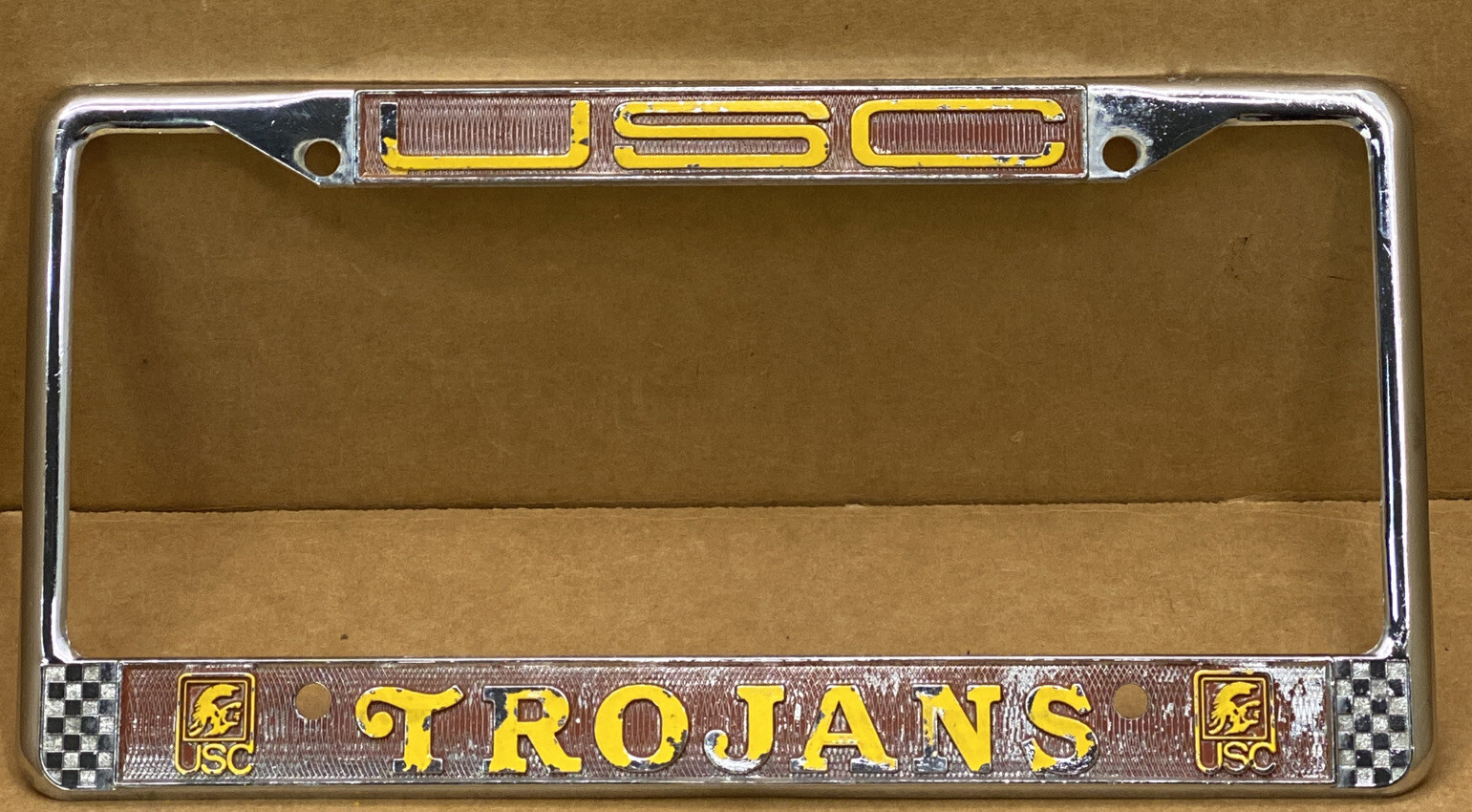 RARE ” USC TROJANS ”( SOUTHERN CALIFORNIA ) LICENSE PLATE FRAME | eBay