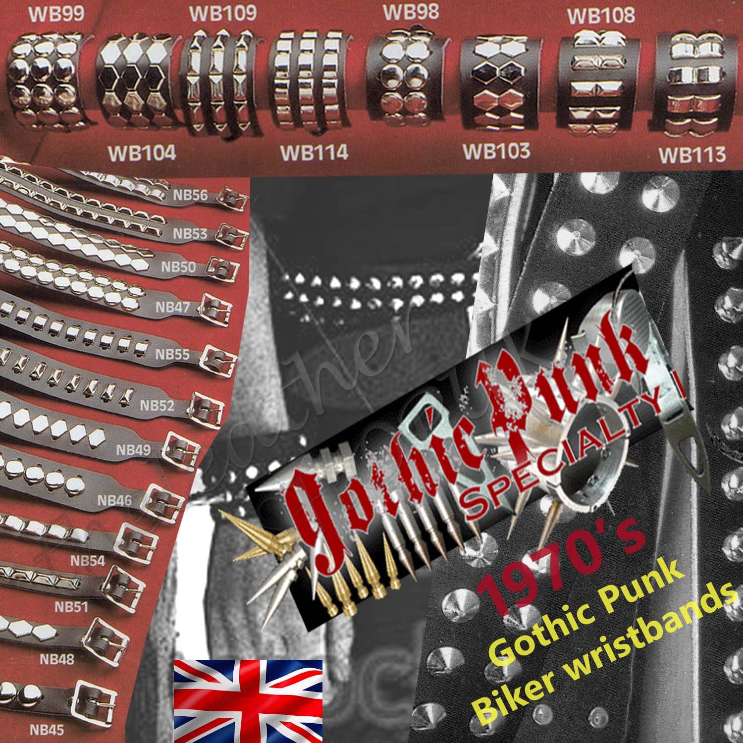 Gothic Adult Wear Style Leather Wristband & Neckband Punk Rock Lot Made ...