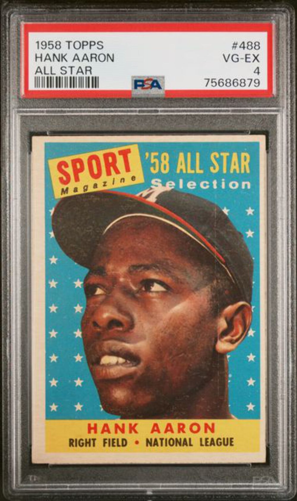 Graded 1958 Topps All Star Hank Aaron #488 Baseball Card PSA 4 VG-EX | eBay