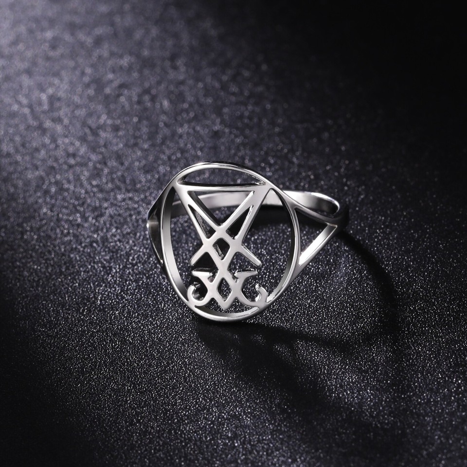 Gothic Sigil of Lucifer Rings Satanic Amulet Demon Devil Symbol Satan ...