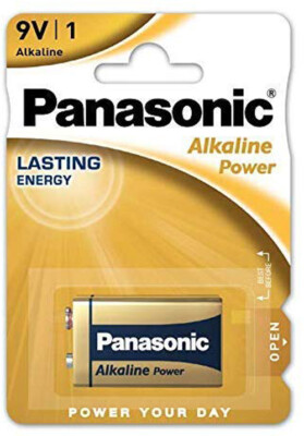 Official Panasonic Alkaline Power 9V 9 Volt Block Battery Cell PP3 ...