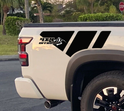 Bedside decals for Nissan Frontier 2022-26 - 4x4 Offroad Matte Black ...